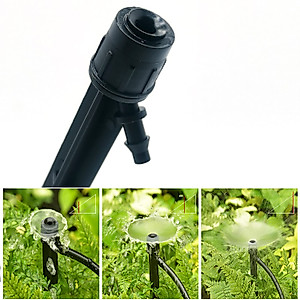 PheiLa 50 Pcs Drip Emitters with Stake Water Flow Adjustable for 1/4 Inch Irrigation Tube Hose, 360 Degree Sprayer Irrigation Drippers Watering Stake for Garden Patio Lawn Flower Bed - Black
