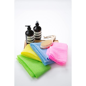 Exfoliating Washcloth Japanese Washcloth Nylon Bath Wash Cloth Korean Exfoliating Cloth Loofah Towel Beauty Washcloth Sponge Loofah Body Scrub Back Scrubber for Shower 4 Pcs by Modu