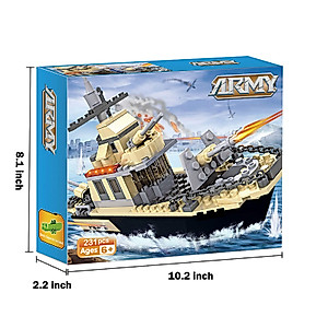 BRICK STORY Military Coast Guard Battleship Building Toy Navy Warship Boat Building Blocks Amy Toys Model Ship for Kids Boys Aged 6-12 (231 pcs)