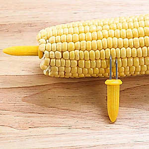 lasenersm 20 Pieces Corn Holders Stainless Steel Corn Holders Corn on The Cob Skewers BBQ Skewers for Home Cooking and BBQ, Yellow