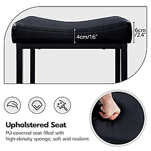 HOOBRO Bar Stools, Set of 2 Bar Chairs, Counter Height Stools, Saddle Stools with Curved Surface, Kitchen Stools, 24.8 Inches, 2.4" Thick Upholstery, for Kitchen, Dining Room, Cafe, Black BB10BY01