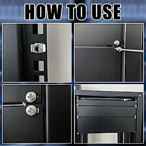 1U,2U,4U Blank Panel Metal Rack Mount Filler Panel Mount Panel Spacer 19 Inches Rack Blanking Panel Kit for Enclosure Server Rack Cabinet Black (6 Pieces)