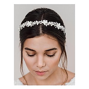 SWEETV Rhinestone Bridal Headband Silver Wedding Headpiece for Bride Crystal bridal hair pieces for Wedding Hair Accessories for Women Girl