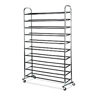 Shoe Organizer - Chrome Shoe Storage Supreme 50 Pair Shoe Rack Closet Shoe Organizer