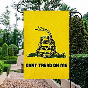 Shmbada Gadsden Don't Tread on Me Burlap Garden Flag, Double Sided Premium Material, Seasonal Outdoor Banner Decorative Small Flags for Home House Yard Lawn Patio, 12.5 x 18.5 Inch