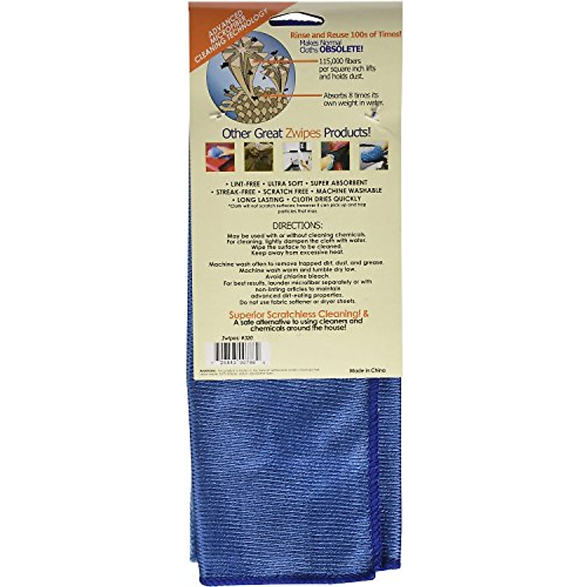 Zwipes Microfiber Glass Mirror and Window Cleaning and Polishing Cloth | Dual-Sided | 2 Pack, Blue