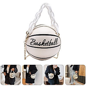 Basketball Shape Handbags Fashion PU Round Purse Tote Shoulder Bag Adjustable Strap Messenger Bag for Women Girls