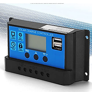 Aramox Solar Charge Controller, 12V-24V MPPT Solar Battery Solar Charge Controller PWM Controller 60A/50A/40A/30A/20A/10A(60A)