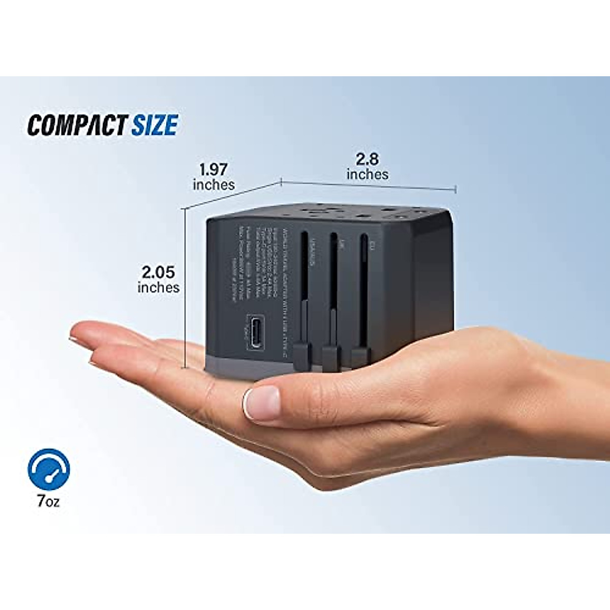 EPICKA Universal Travel Adapter One International Wall Charger AC Plug Adaptor with 5.6A Smart Power and 3.0A USB Type-C for USA EU UK AUS (TA-105, Grey)