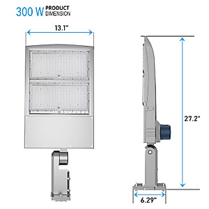 LEDMyplace 300W/240W/200W Adjustable LED Parking Lot Lights with Photocell Dusk to Down Shoebox Lighting 5700K, 39900LM, 120-277V Outdoor Security Commercial Pole Lights for Stadium, Roadways, Street