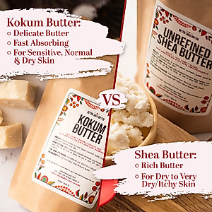 Better Shea Butter Raw Kokum Butter Unrefined - Body Butter Bar for Soap Making and DIY Butter, Skin and Hair Products - Pure, Unscented Skin Butter for Lotion Base - Kokum Butter 8 oz Block