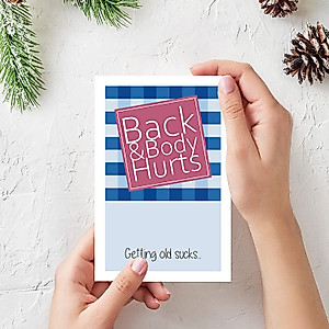 Funny Birthday Card, Back and Body Hurts Card, Getting Old Card for Friends, Mom, Dad, Sister...