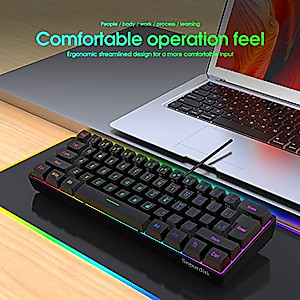 DGG 60% Gaming Keyboard and Mouse Combo, Small Keyboard and Mouse Set, Mini Gaming Keyboard 61 Keys True RGB Mechanical Feel, for Computer PC Gamer