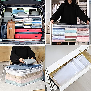 Fixwal 6 Pack Clothes Storage Bag 80L Clothing Storage Bags Organizer Large Clear Storage Bags Contains with Reinforced Handles Zipper Clothes Storage for Bedding Blankets Pillows, Space Saving