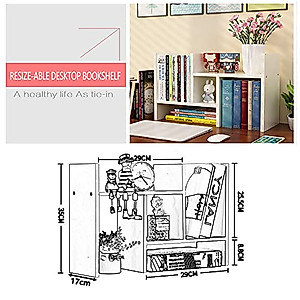 JR Joyreap Resize-able Thick Wood Desk Shelves Desktop Bookshelf Bookcase Display Rack Unit Creative DIY Book Stands (White)