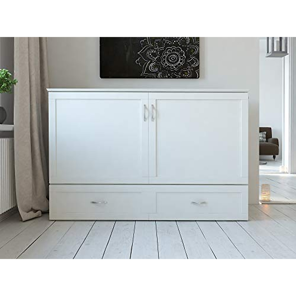 AFI Hamilton Murphy Bed Chest with Charging Station, Queen, White