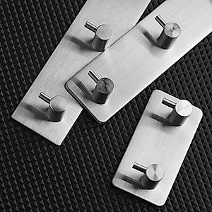 Self Adhesive Towel Hooks for Bathrooms Brushed Nickel Stick on Wall Hooks Bath Adhesive Towel Hanger Peel and Stick Matte Black Shower Hooks for Wall Adhesive Coat hook for Wall Mount 3 hooks