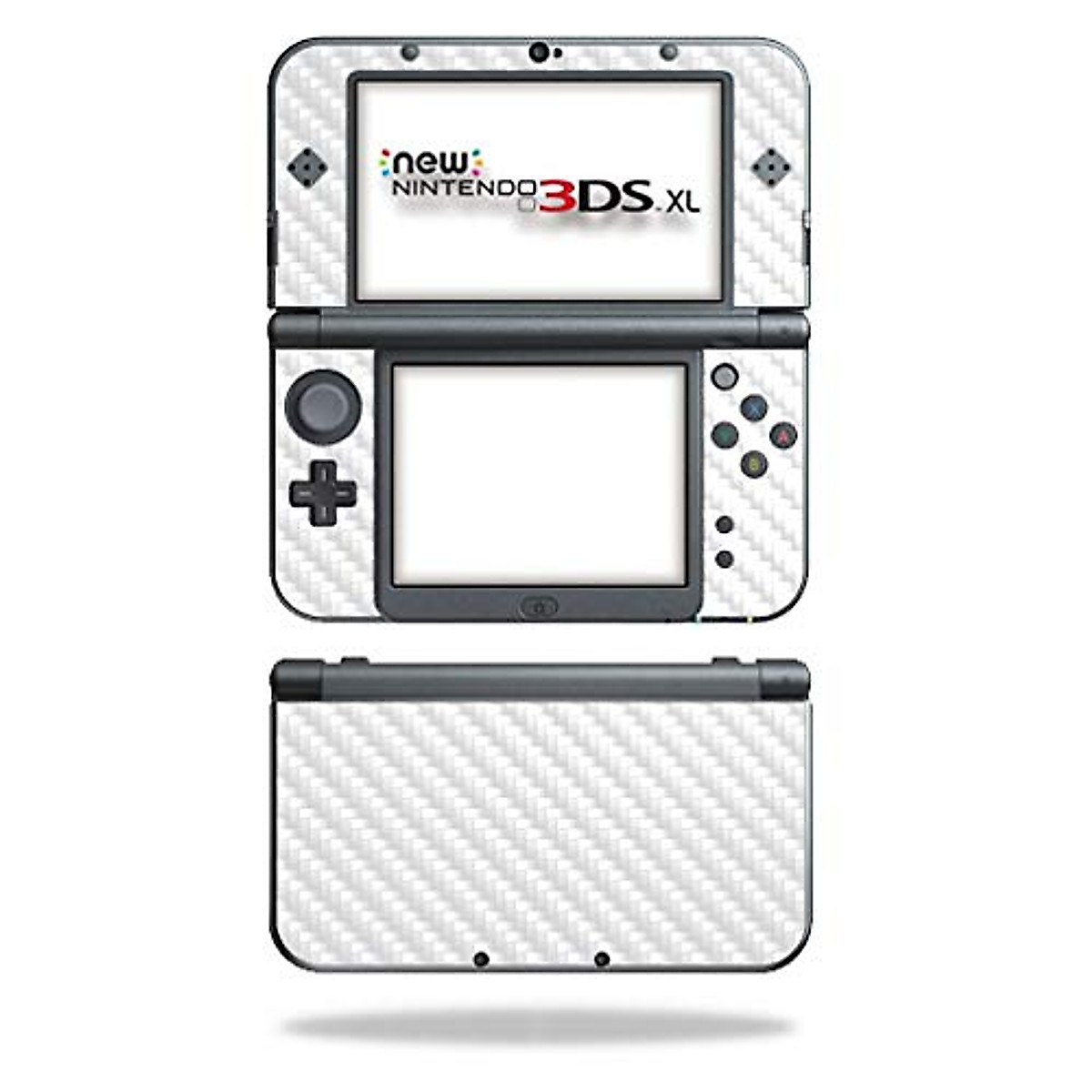 MightySkins Carbon Fiber Skin for Nintendo New 3DS XL (2015) - White | Protective, Durable Textured Carbon Fiber Finish | Easy to Apply, Remove, and Change Styles | Made in The USA