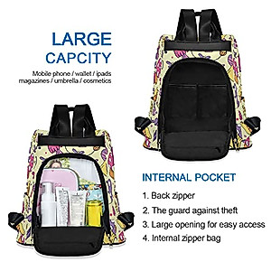 NFMILI Kawaii Mini Mushrooms Women Casual Backpack Anti Theft School Travel Daily Daypacks Modern Simple Purse with Fuzz Ball Key Chain 13.4 X 5.9 X 15 inch