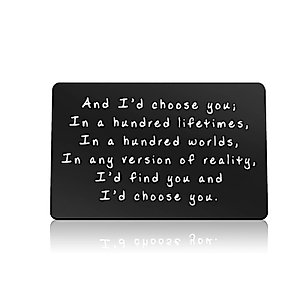 Engraved Wallet Insert Card Husband Gifts from Wife Boyfriend Gifts Anniversary Valentines Gifts for Men I'd choose you Metal Cards Birthday Card Gifts for Husband Wedding Day Gift for Groom Fiance