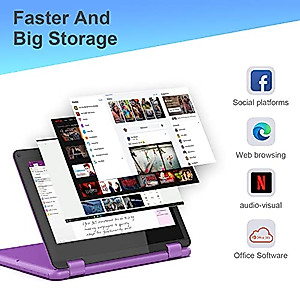 AWOW Touchscreen Laptop with Stylus, 2 in 1 11.6" FHD Purple Intel 4 Core Celeron N4120 Processor Windows 11 OS 6GB RAM 256GB M.2 SSD Storage Kids Convertible Laptop