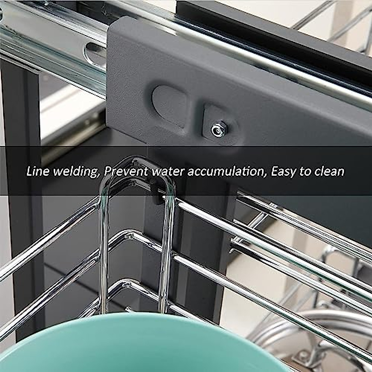 YEKIM Corner Pull Basket, Multifunctional Kitchen Cabinet Blind Corner Pull-Out Organizer, Household Rotating Storage Bottle Rack with Soft Close, Kitchen Storage Basket,A