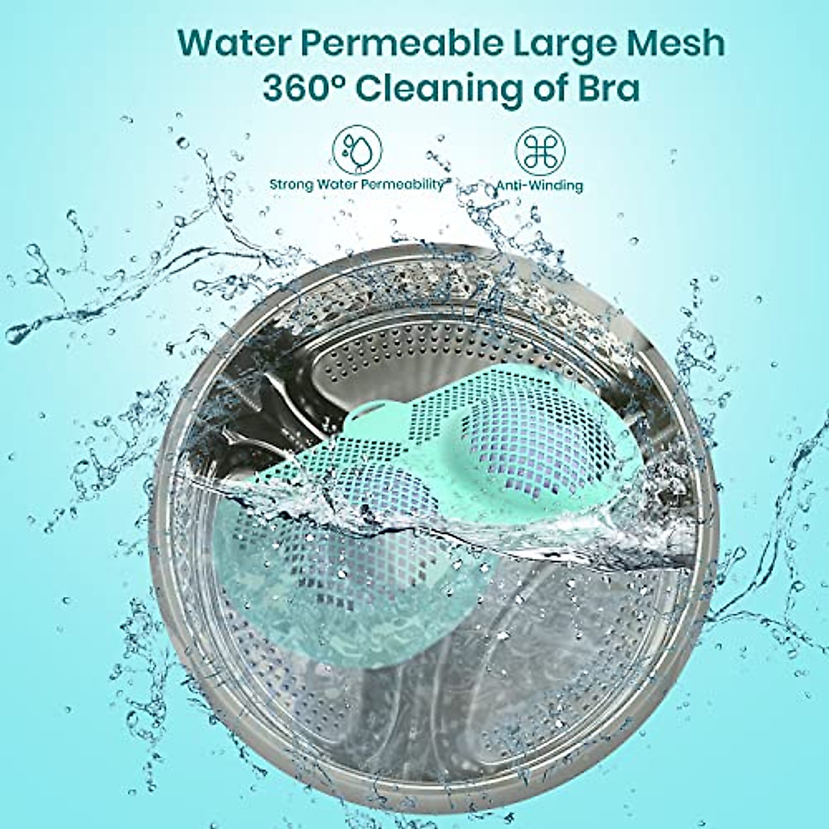 Extra Large Laundry Bag for Delicate Bra Washing Bag, 360° Cleaning Bras Silicone Laundry Science Bag, Lingerie Wash Bag for Underwear Brassiere Protection Bra Washing (Green)