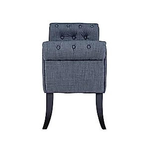Linon Laurel Wood Upholstered Roll Arm Bench in Gray