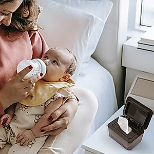 Jitnetiy Removable Wipes Dispenser Large Wipes Case Holder Container Keeps Wipes Fresh (Dark Brown)