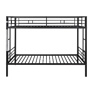 HomJoones Twin Over Twin Bunk Beds,Metal Frame Bunk Bed,with Guardrail and 2 Side Ladders,Child Adult Twin Size Bed,Suitable for Dormitory Bedrooms,No Box Spring Needed (Black)
