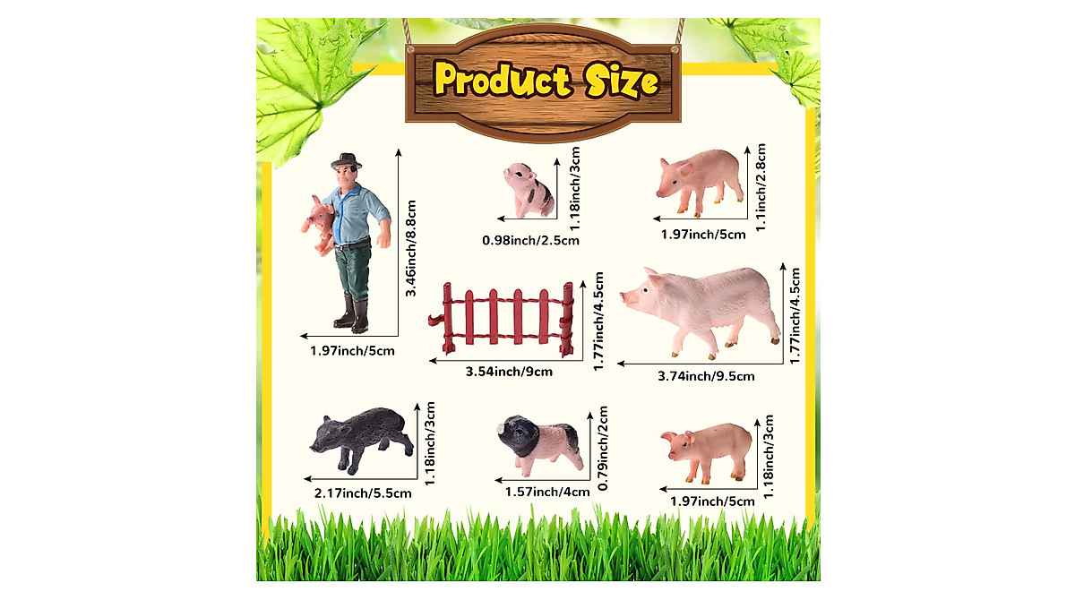 17 Pcs Farm Pig Toy Set for Kids - Realistic Figures