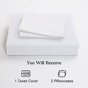 SNOWMAN Duvet Cover Queen Size,3 Pieces Bedding Sets,1200Thread Count 100% Egyptian Cotton Comforter Cover with 2 Pillowcases Ultra Soft&Breathable(White,90x90Inches)