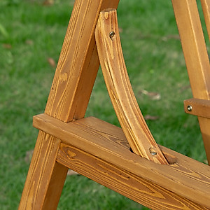 Outsunny 2 Seater Outdoor Swing Loveseat with Canopy and Hanging Chains, Patio Swing Chair, Wooden Porch Swing Glider, for Garden, Poolside, Backyard