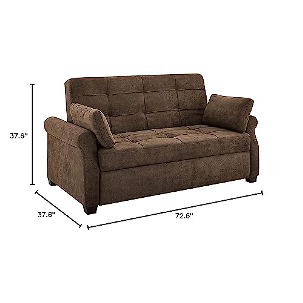 LifeStyle Solutions Serta Honor Convertible Sofa Sofabed, Brown