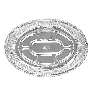 EKCO – Aluminum Turkey Roaster Pan (Oval) 50-count of 18x14” (3.5” Depth) - Disposable Foil Pans - Heavy-Duty Aluminum Baking Pans & Serving Trays – Drip Pan & Casserole Dish, BBQ-Safe (Recyclable)
