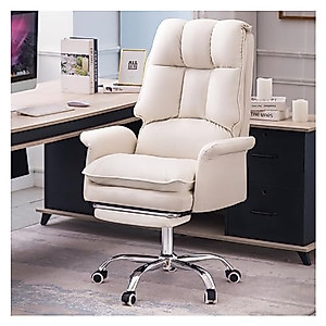 Home Office Desk Chairs, Swivel Chair Office Chairs, Ergonomic Office Chair, Home Office Desk Chairs, Computer Chair Sofa Chair Comfortable Bedroom Swivel Lift Leather Seat (Color : White Pedal)