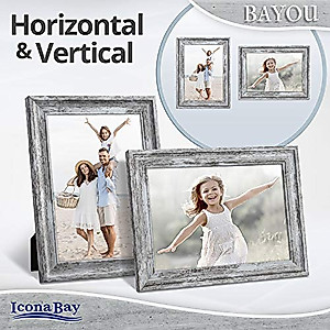 Icona Bay 5x7 Azure Gray Picture Frame, Cape Cod Style 5 x 7 Photo Frame, Table Top or Wall Mount, Bayou Collection