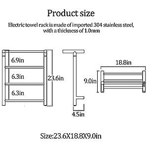 Bathroom Towel Warmer Electric Heated Towel Rack, Electric Towel Warmer Drying Rack, Stainless Steel Polished Heated Towel Rail Radiator with Shelf, Bathroom Wall Mounted Heated Towel Rack with On/Off