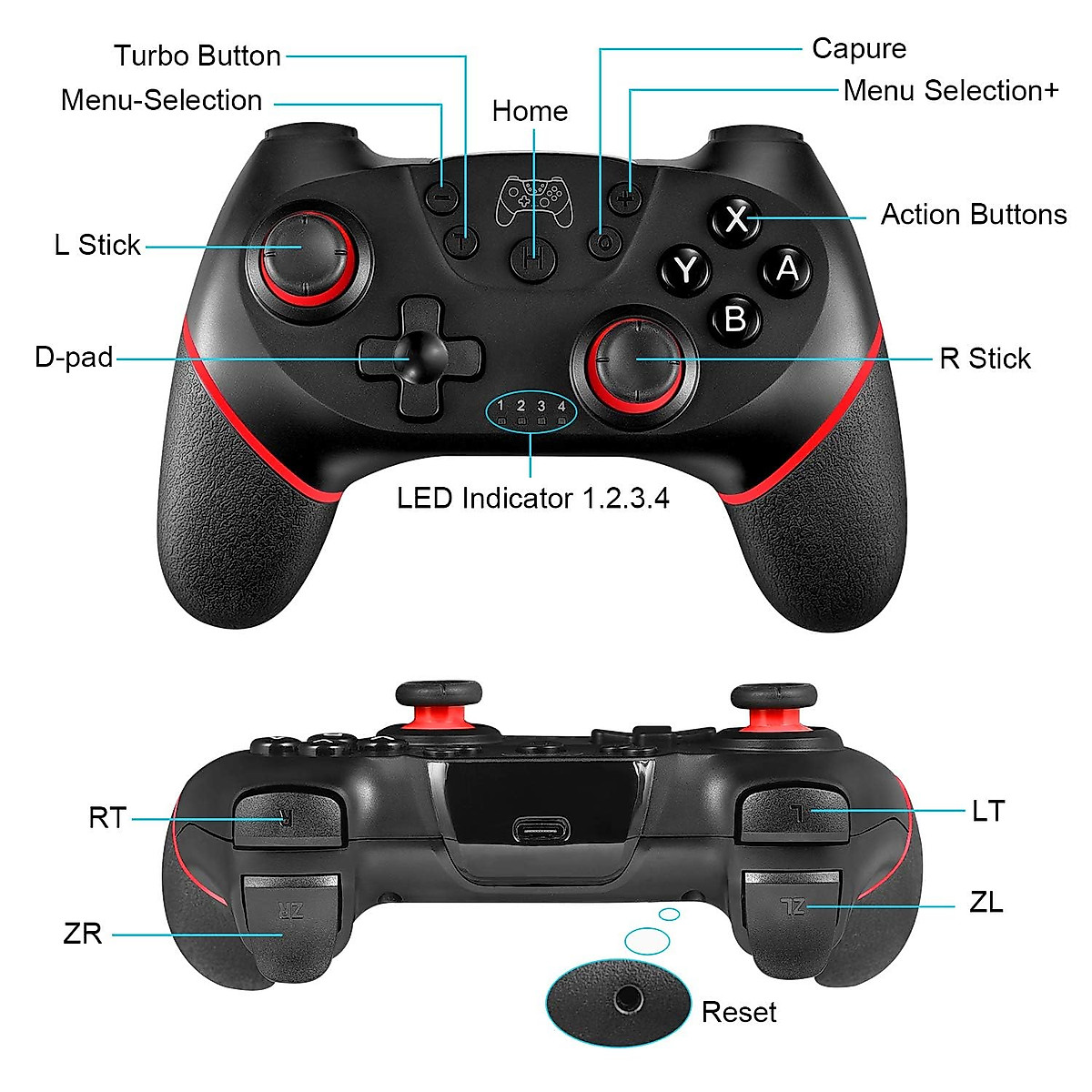ASTARRY Controller for Switch, Wireless Pro Controller for Switch/Switch Lite/Switch OLED, Remote Gamepad with Joystick, Turbo Vibration, Ergonomic Non-Slip