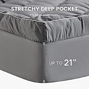 SLEEP ZONE Extra Thick Twin Mattress Topper Plush and Supportive for Back Pain, Breathable Embossed Mattress Pad Cover, Down Alternative Soft Bed Topper with Elastic Fitted Deep Pocket