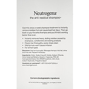 Neutrogena Anti-Residue Shampoo, Gentle Non-Irritating Clarifying Shampoo to Remove Hair Build-Up & Residue, 6 fl. oz (Pack of 2)