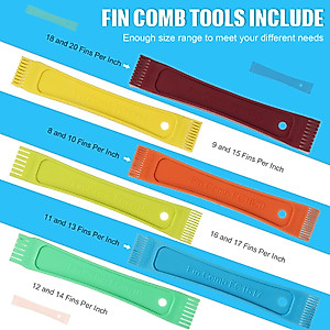 CHENGU 3 Pieces FCR6 Fin Comb Air Conditioner Fin Cleaner Set with 2 Different Brush Condenser Applicable to More Occasions Evaporator Radiator Clean Repair Tool Set