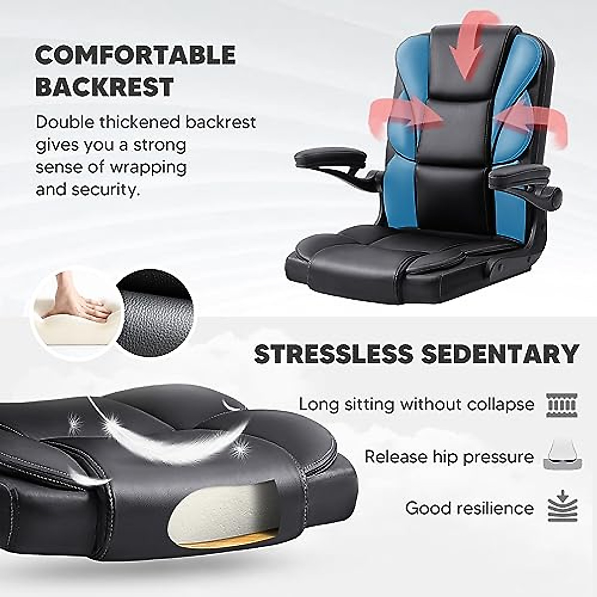 SEATZONE Home Office Desk Chair, High Back Ergonomic Managerial Executive Chairs, Headrest and Lumbar Support Desk Chairs with Wheels and Armrest, Black