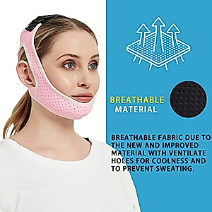 Chin Strap for Cpap Users, Anti Snoring Sleep Aid Solution for Men and Women, Adjustable Effectively Reduce Snoring, Stop Snore Device for Better Sleep (Pink)