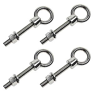 US Cargo Control Shoulder Eye Bolts - Stainless Steel Type 316-1/4" x 3-1/8"L - 4 Pack