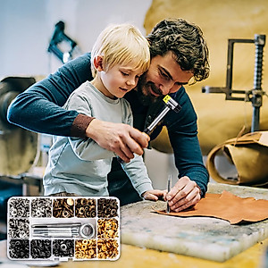 Qfun 120 Set Snap Fasteners Kit for Leather 12mm Metal Button Snaps Press Studs with 4 Setter Tools, 1 Hammer, 4 Color Leather Snaps for Clothes, Jackets, Jeans Wears, Bracelets, Bags