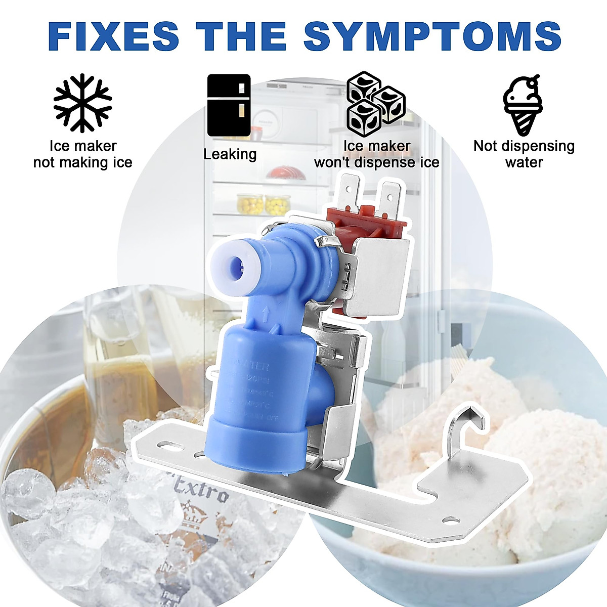 WR57X10033 riv-11ae-2 Refrigerator Icemaker Water Inlet Valve Compatible with G-E Hot-point Ken-more 1/4" Inlet Fitting Icemaker Water Inlet Valve Replaces WR57X0093-1 Year Warranty By Fetechmate