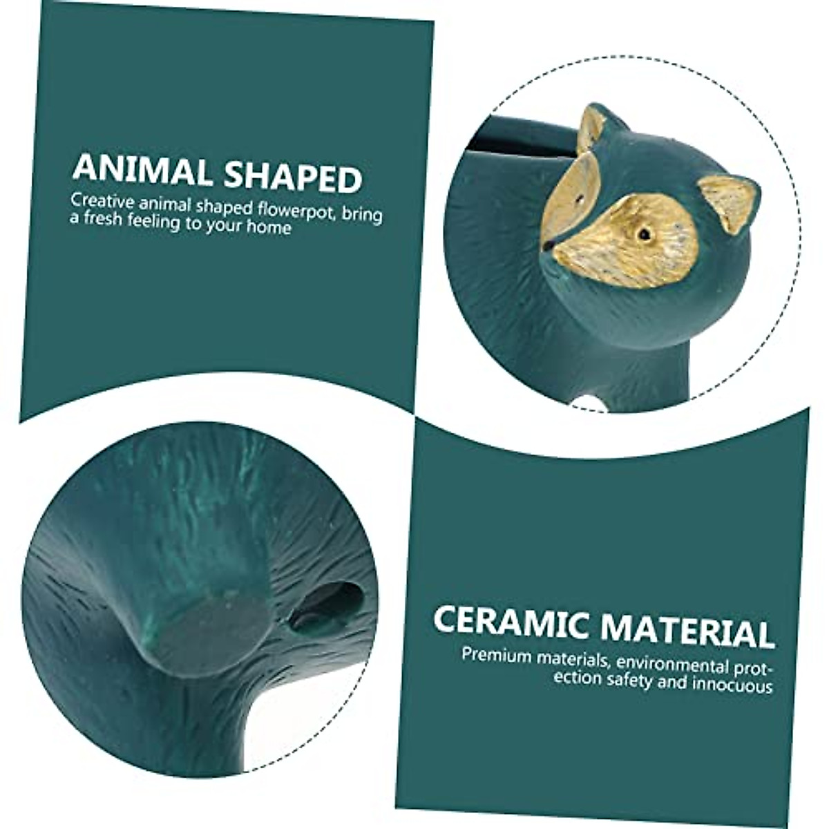 Angoily 1pc Plants Cactus Porcelain Square Planters Balcony Green Drainage Holder Indoor Succulents Decor Gifts Tabletop Flowerpot Bonsai Statue Unique Hole Art Elephant Table Container