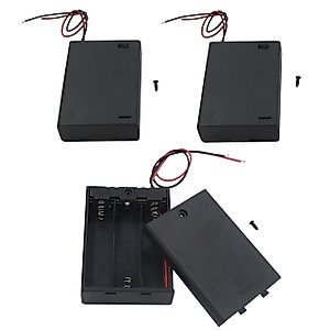 LAMPVPATH 3Pcs 3 AA Battery Holder with Switch, 4.5V Battery Holder with Switch, 3X 1.5V AA Battery Holder Case with Wire Leads and ON/Off Switch(3 Pack)