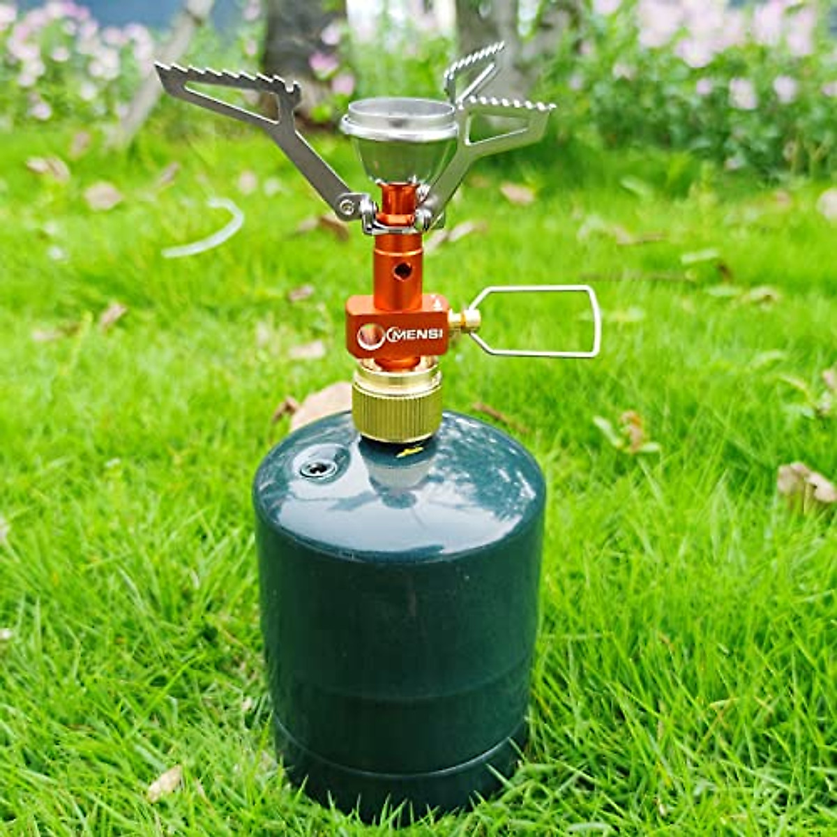 MENSI Propane Gas Camping Stove Adapter 1LB Small Tank Convert to EN417 Bottle Thread 7/16" Brass Adapter